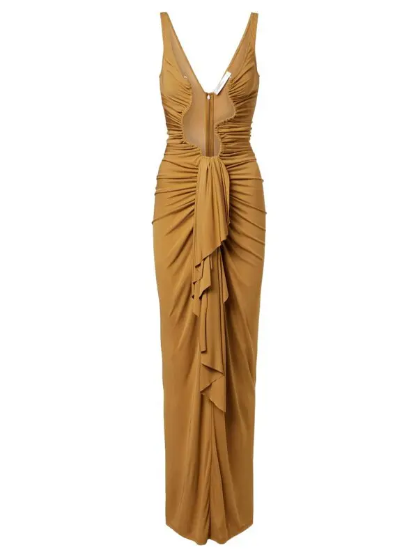 Christopher Esber Salacia Cutout Draped Maxi Dress - Beige