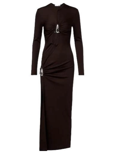 Christopher Esber Ribbed Knit Midi Dress With Metal Detail - Black