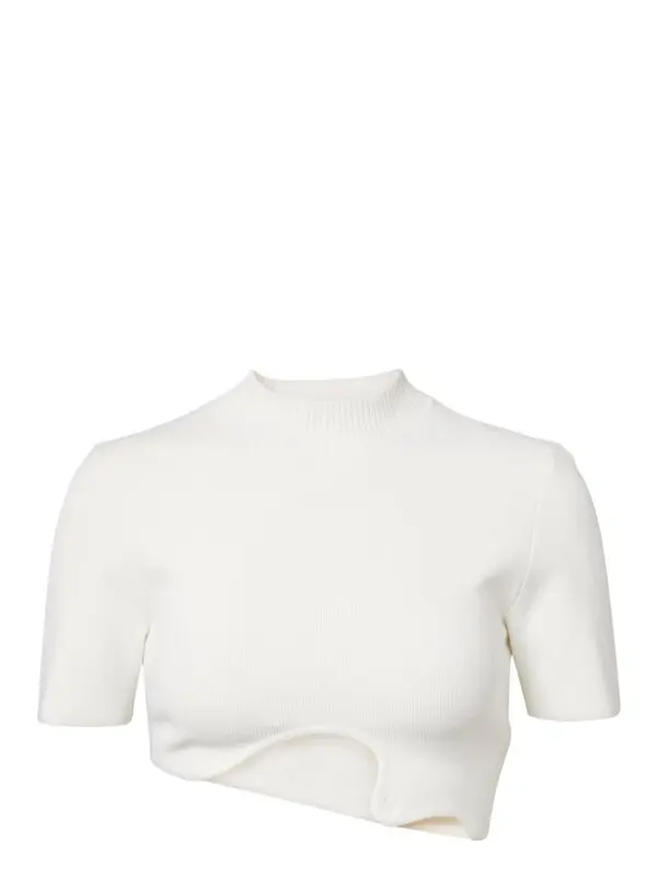 Christopher Esber Asymmetrical Jersey Crop Top - White