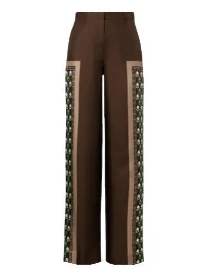 Tory Burch Printed Silk Twill Palazzo Pants - Black