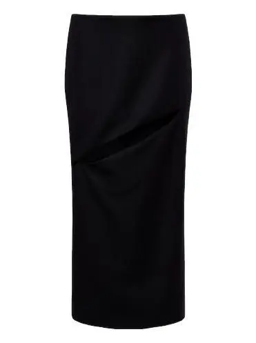 JIL SANDER Cutout Wool And Mohair Midi Skirt - Black