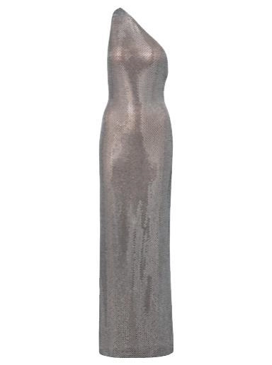 SELF-PORTRAIT Embellished One-shoulder Gown - Gray
