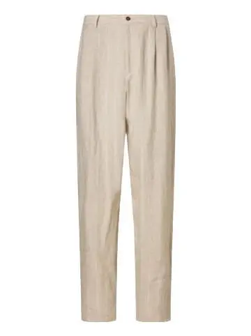 Giorgio Armani Pinstripe Linen Wide-leg Trousers - Nude