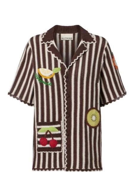 ALEMAIS Crocheted Fruit Applique Shirt - Nude