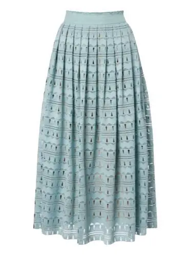 Elie Saab Pleated Maxi Skirt - Blue