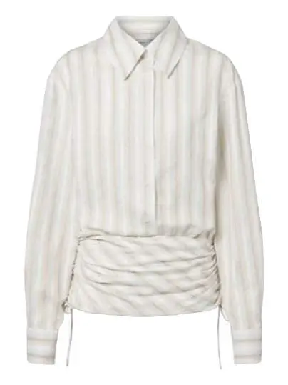 Christopher Esber Pleated Striped Shirt Dress - White