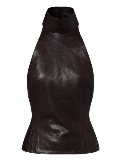 Magda Butrym Halterneck Leather Top - Black