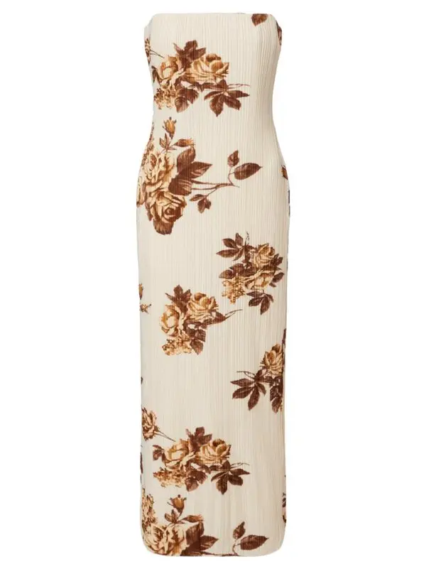 Magda Butrym Floral Ribbed-knit Maxi Dress - Nude