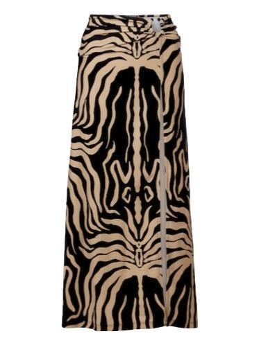 Johanna Ortiz Printed Midi Skirt With Slit - Black