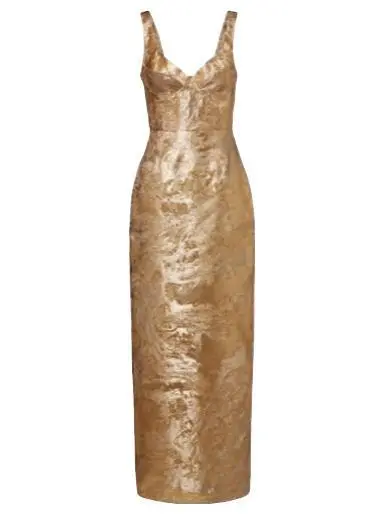 Simkhai Strapless Jacquard Maxi Dress - Gold