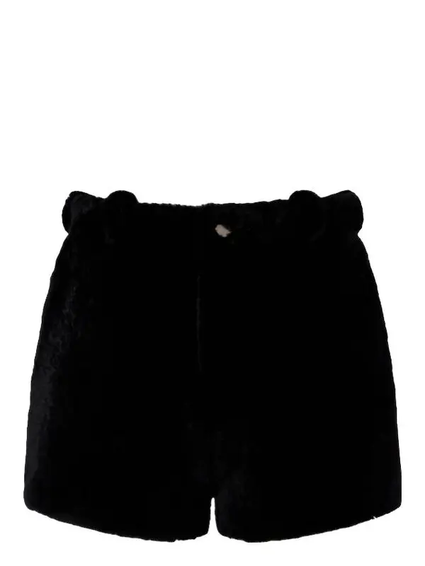 Nour Hammour Leontine Shearling Shorts - Black
