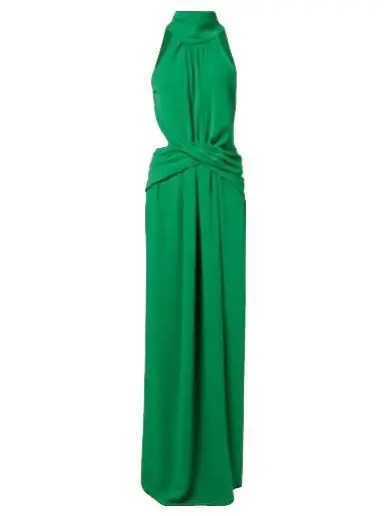 Johanna Ortiz Gathered Maxi Dress With Cutout - Green