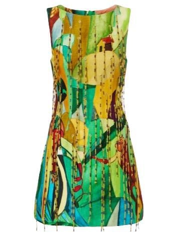 ALEMAIS Mokshini Beaded Linen-blend Mini Dress - Green