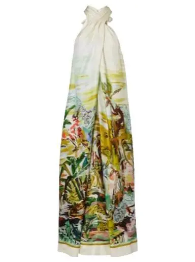 ALEMAIS Jungle Boogie Halterneck Silk Maxi Dress - Multicolor