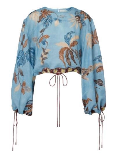 ALEMAIS Georgie Cropped Printed Top - Blue