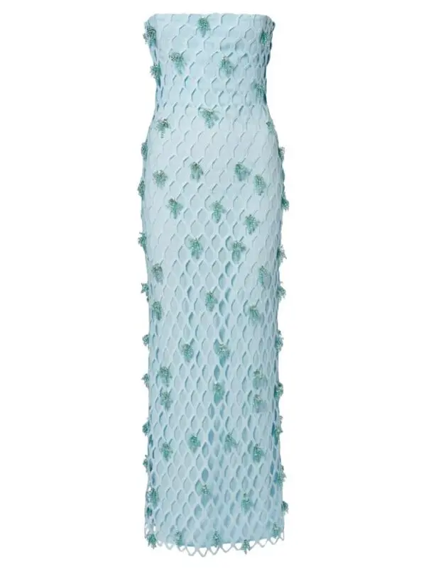 Simkhai Iridessa Strapless Embellished Gown - Blue