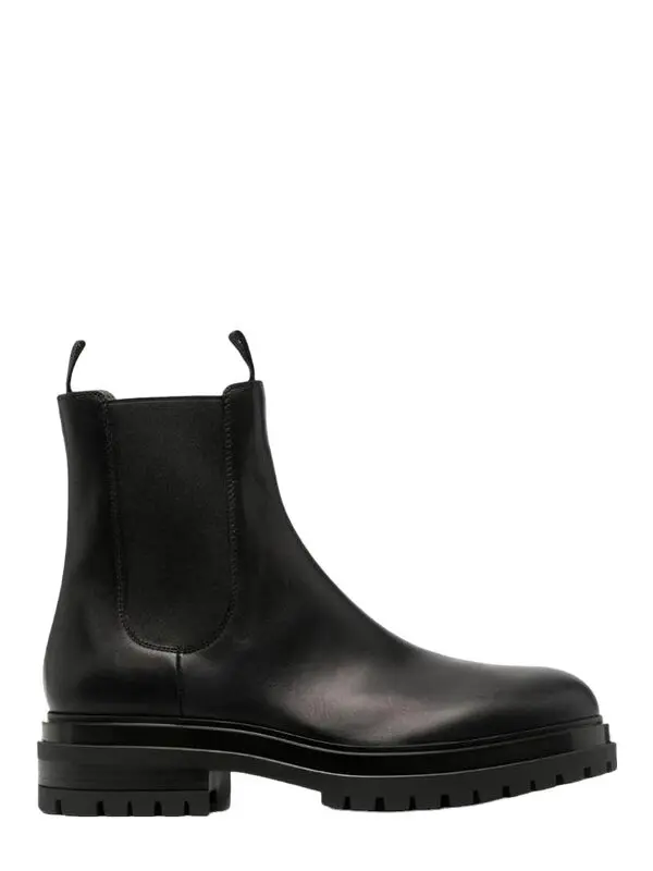 GIANVITO ROSSI Logo Side Paneled Chelsea Boots - Black