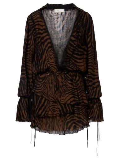 Blumarine Zebra Print Chiffon Mini Dress - Black