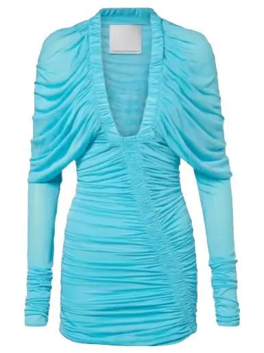 Christopher Esber Orion Ruched Sheer Mini Dress - Blue
