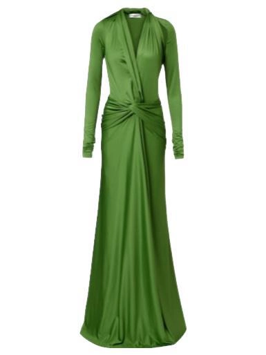Victoria Beckham Draped Maxi Dress With Shoulder Cutout - Green