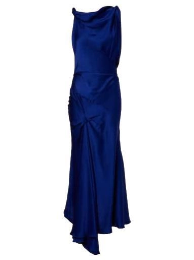 Victoria Beckham Draped Asymmetric Satin Midi Dress - Blue