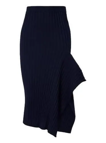 Stella McCartney Ribbed-knit Cotton Midi Skirt With Ruffle Detail - Black