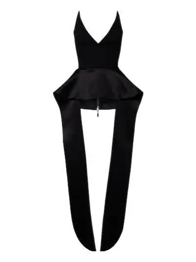 Maticevski Frame Peplum V-neck Satin Top - Black