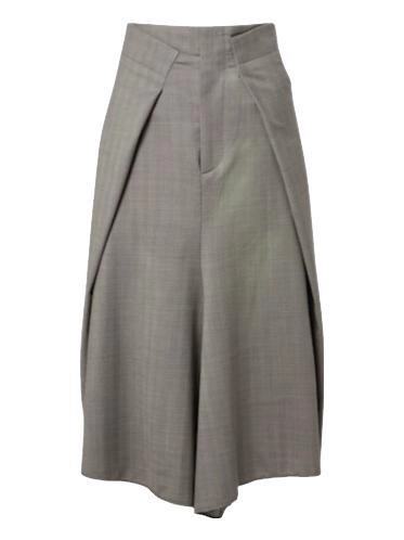 Victoria Beckham Asymmetric Virgin Wool Midi Skirt - Gray