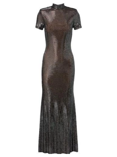 SELF-PORTRAIT Embellished Midi T-shirt Dress - Black