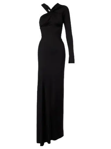 Victoria Beckham One-shoulder Ruched Maxi Dress - Black