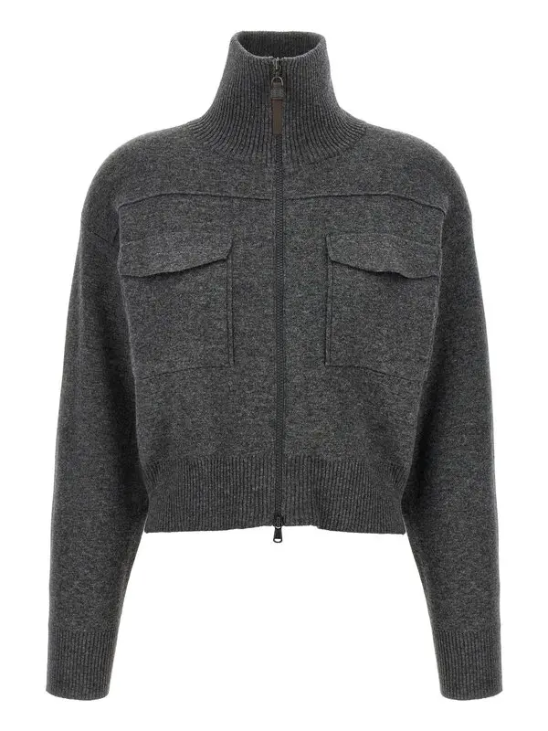 Brunello Cucinelli High Neck Zip-up Cardigan - No