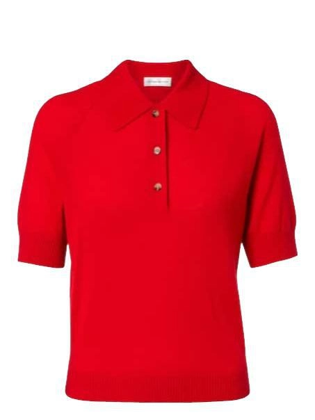 Victoria Beckham Short Sleeve Polo Shirt - Red