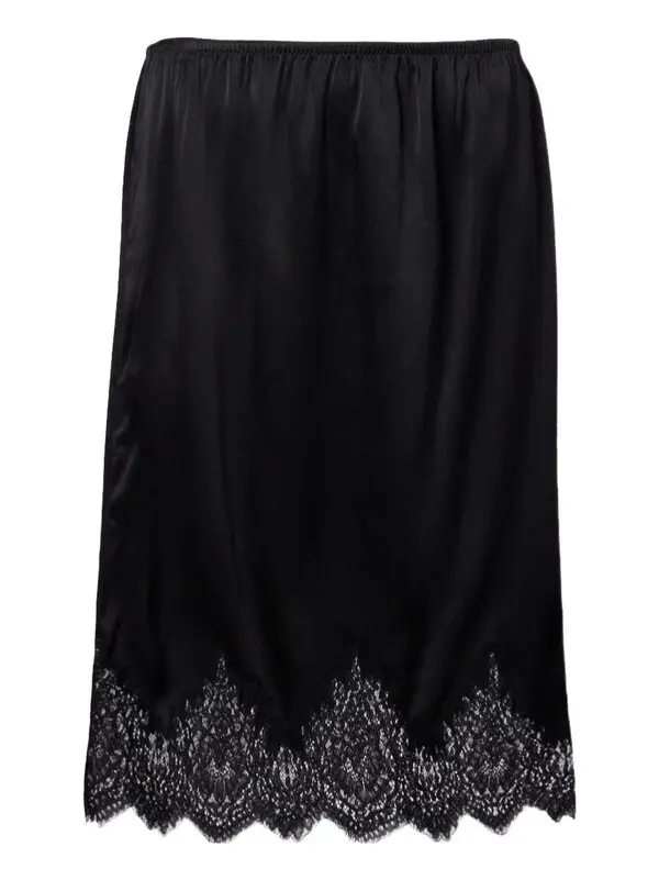 NILI LOTAN Thea Lace-trimmed Silk Midi Skirt - No