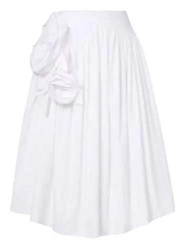 Simone Rocha Floral Appliqué Cotton Poplin Midi Skirt - White
