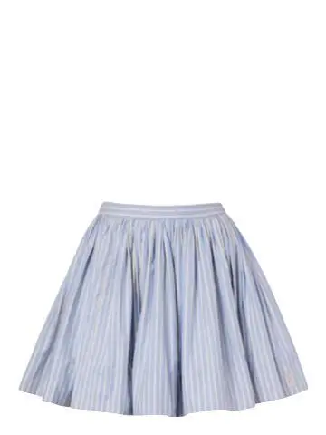 Rabanne Striped Cotton Balloon Mini Skirt - Blue