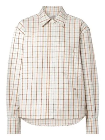 Victoria Beckham Checked Cotton Shirt - White