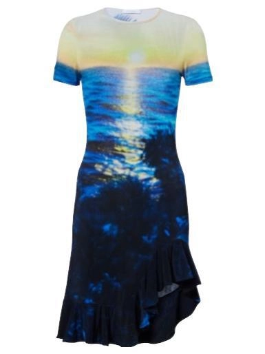 Rabanne Printed Ruffled Mini Dress - Black