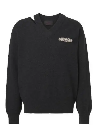 Simone Rocha Embellished V-neck Sweater - Black
