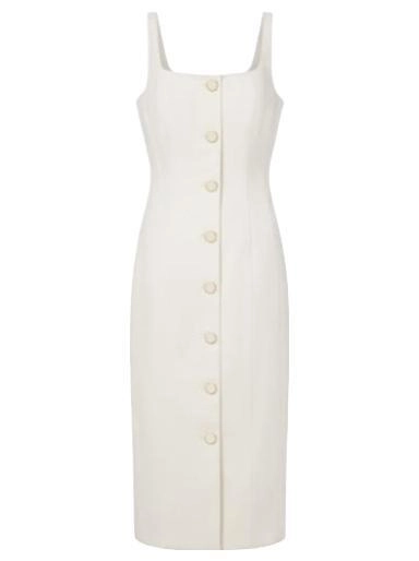Veronica Beard Liana Cotton Square Neck Midi Dress - White