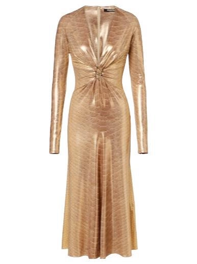 Roberto Cavalli Embellished Snake-print Midi Dress - Nude