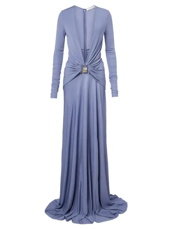Christopher Esber Quartz-trimmed Draped Gown - Blue
