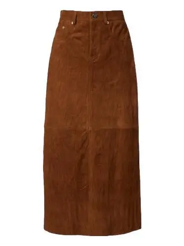 Proenza Schouler White Label Nayah Suede Midi Skirt - Brown