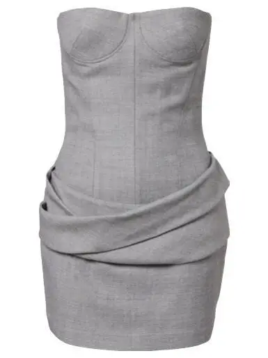 Alex Perry Draped Bustier Mini Dress - Gray