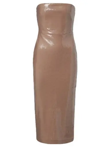 Alex Perry Sequined Strapless Midi Dress - Brown