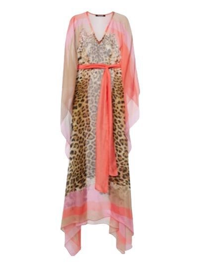 Roberto Cavalli Printed Silk Kaftan - Nude