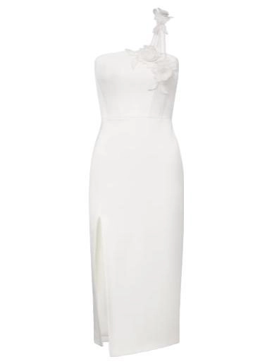David Koma Floral Appliqué Bustier Dress - White
