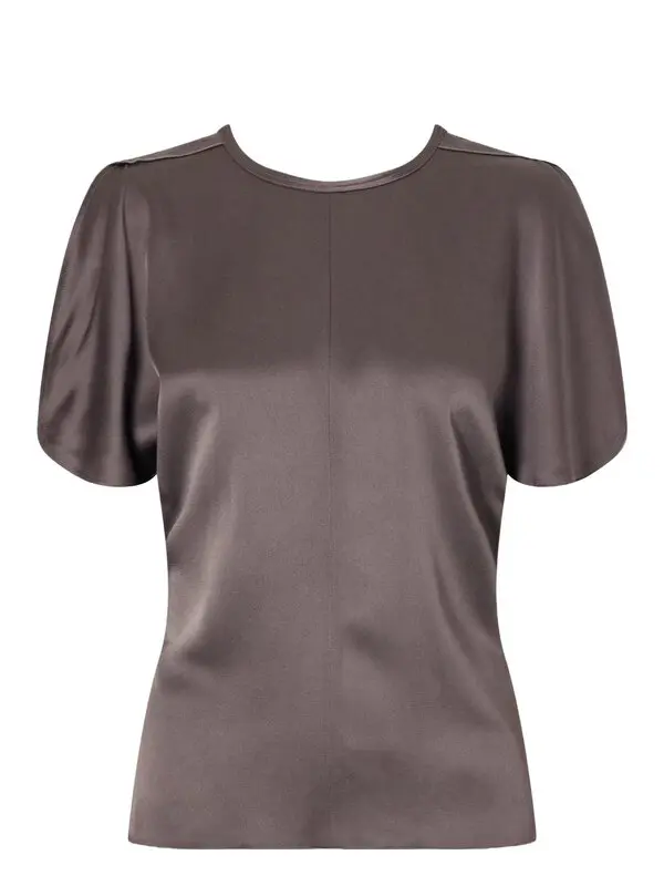 Victoria Beckham Bella Draped Satin Shirt - Gray