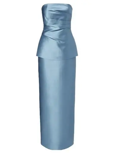 Solace London Lucille Strapless Satin Gown - Blue