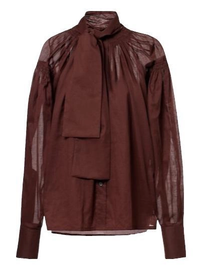 Plan C Tie-neck Cotton Blouse - No
