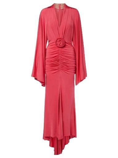 Blumarine Floral-appliqué Ruched Gown - Red